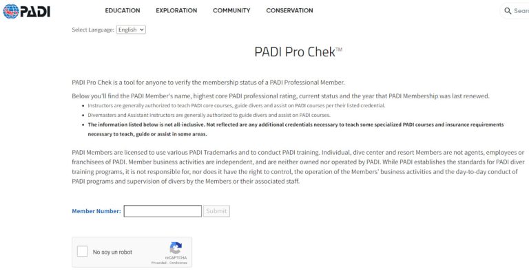 Padi Prochek tool.How to verify your instructor's status.